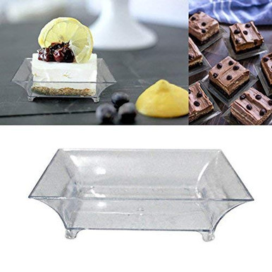 2 5 Mini Clear Plastic Square Dessert Plates Pack Includes 100 Tasting ...
