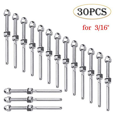 30 Pack Threaded Terminal Stud QIUYE Cable Railing Stud Tension End ...
