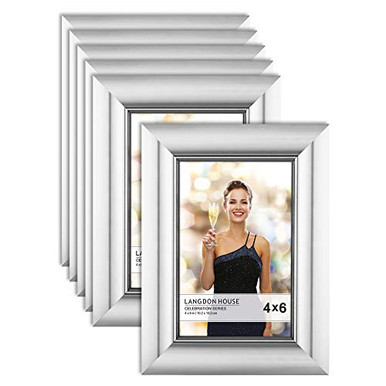 Langdon House 4x6 Picture Frames Silver 6 Pack Contemporary Glam Photo ...