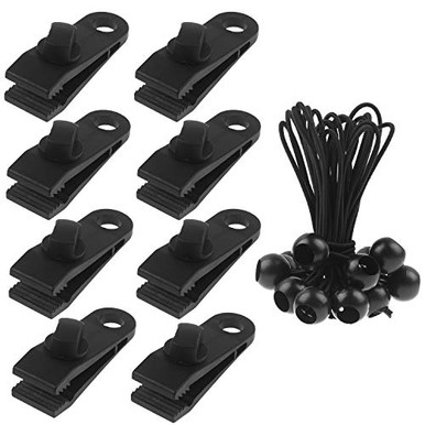 LOCOLO 8Pcs Tarp Clips Heavy Duty Tarp Clips 8Pcs Ball Bungee Cords ...
