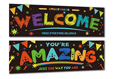 Chillake 2 Pack Welcome Banners for Classroom Decorations Inspirational ...