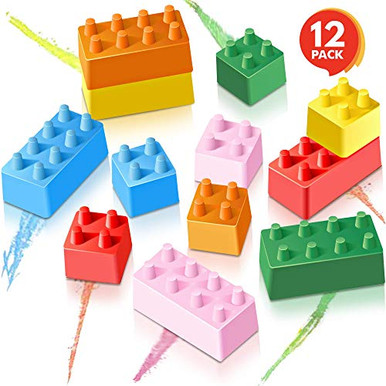 ArtCreativity Crayon Building Blocks Set 12 Pack Kids Stacking ...
