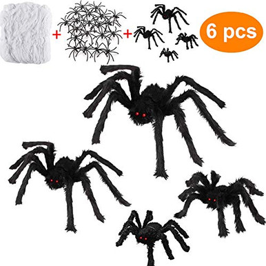 6 Pack Halloween Decorations with 30 Giant Spider 23 Halloween Spider ...
