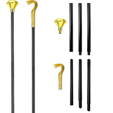 2 Pieces Snake and Diamond Decorative Walking Cane Toy Cosplay Pimp ...