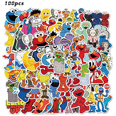 100PCS Sesam e Street Stickers Elmo Stickers Waterproof Vinyl Stickers ...