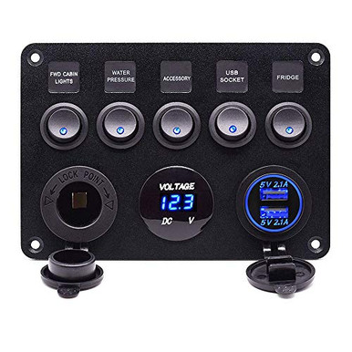 Meipire 5 Gang Switch Panel ON Off Toggle Switch Panel Dual USB Socket ...