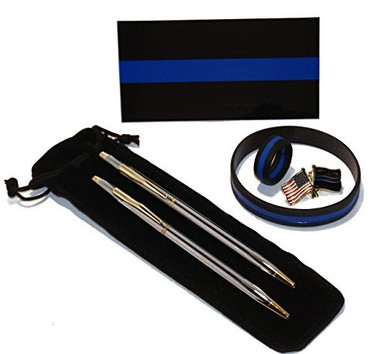 Classic Chrome and Gold Police Uniform Pens Police Gift Thin Blue Line ...