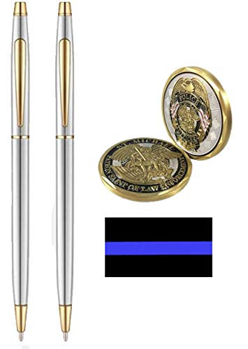 Chrome and Gold Police Uniform Pens with Saint Michael s Police Badge ...