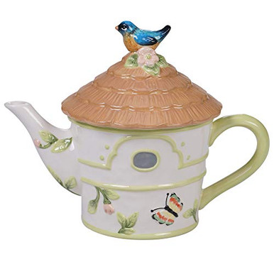 Certified International Spring Meadows 3 D Bird House Teapot Servware ...