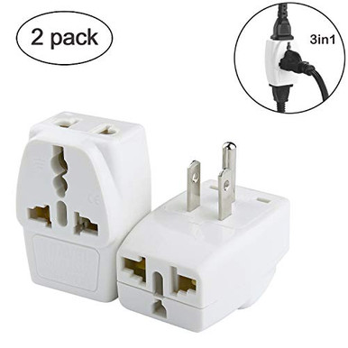 USA Plug 3 in 1 Universal Outlet, Travel Adapter Plug with Dual USB ...