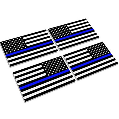 Creatrill Reflective Thin Blue Line Decal Matte Black 2 Pairs 3x5 in ...