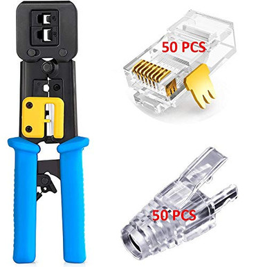 EZ RJ45 Crimp Tool Kit for Pass Through 6P/8P Connector, with 50 Cat6 ...
