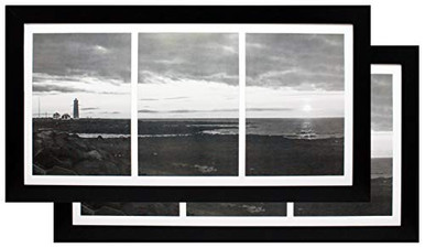 8x16 Collage Black Gallery Picture Frame with Three 5x7 Inch Openings ...