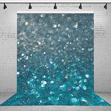 Riyidecor 5x7 Feet Blue and Silver Glitter Spots Backdrop Bokeh Sparkle ...