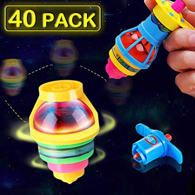 AULY 40 Pack LED Light Up Spinning Top Toys Flashing Spinner Tops with ...