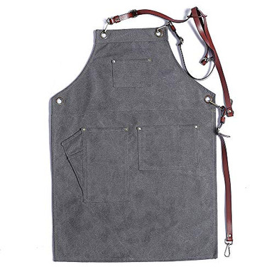 Luchuan Luxury Heavy Duty Canvas Work Apron for Men Women with Pocket Cross Back Straps ...