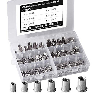 205 Pcs 304 Stainless Steel Flat Head Threaded Rivetnut Dveda Insert ...