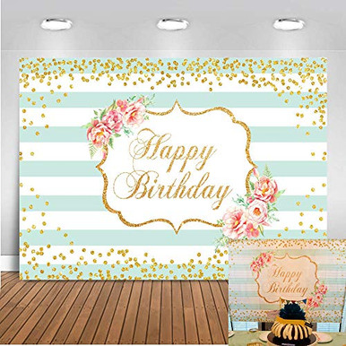 Mocsicka Pink Rose Happy Birthday Backdrop 7x5ft Vinyl Mint White ...