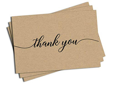 Kraft Thank You Note Cards Set of 50 4 x 6 Blank on Back Thick ...