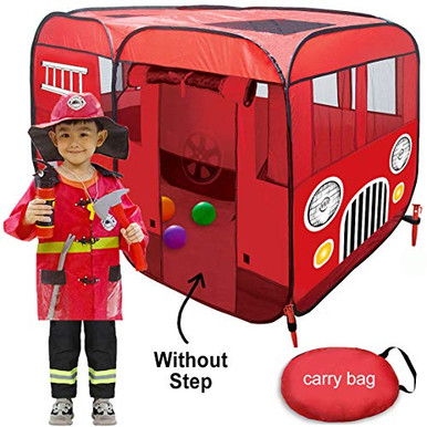 WOOHOO TOYS Big Fire Truck Tent Spacious Indoor Outdoor Playhouse Tent ...