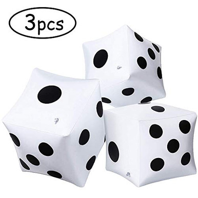 DIYASY 3 Pcs Giant Inflatable Dice 14 Inch White Jumbo Large Inflatable ...