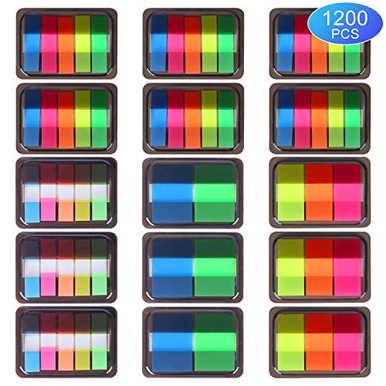 ExcelFu 1200 Pieces Page Marker Tabs Pop up Index Tabs Neon Flag Sticky ...