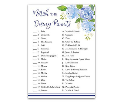 BOY Baby Shower Game DISNEY PARENT MATCH Baby Shower Game Pack of 25 ...