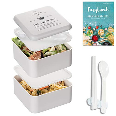 Two Stackable LeakProof Bento Box Microwave Safe and Lunch Containers 2 ...