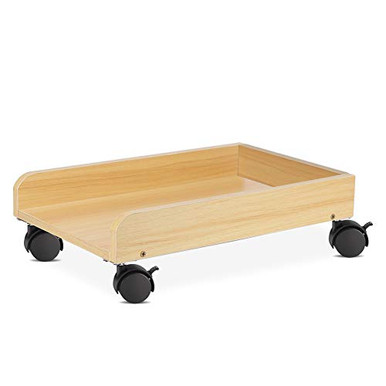 Liitrton Mobile CPU Stand with Locking Caster Wheels Wooden Computer ...