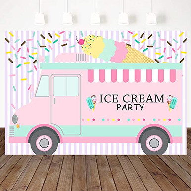 Avezano Ice Cream Birthday Party Backdrop Ice Cream Truck Birthday ...