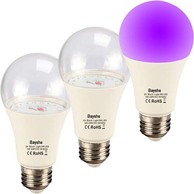 Bayshe 9W Black Lights Bulb A19 E26 Bulb UVA Level 395 400nm ...