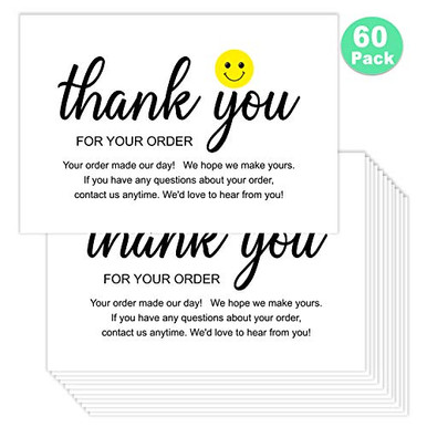 60 Large 4x6 Thank You For Your Order Cards Yoklili Customer ...