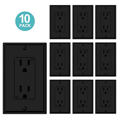 WEBANG Decorator Electrical Wall Outlet Black Tamper Resistant Duplex ...