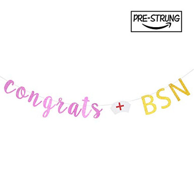 Pink Glitter Congrats BSN Banner High School College Graduate ...