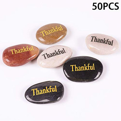 50PCS Thankful RockImpact Thankful Stone Engraved Inspirational Stones ...