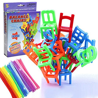 Balancing Toys Plastic Chairs, Multiplayer Balance Game Chairs Stacking ...