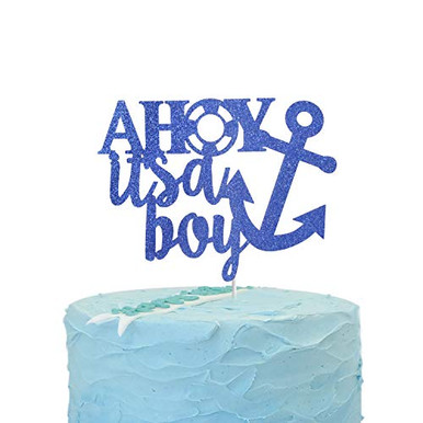 Ahoy It s a Boy Cake Topper Nautical Gender Reveal Baby Shower Party ...