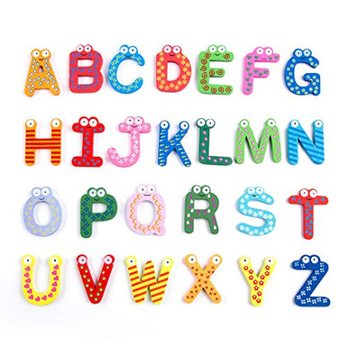 26 Pcs Refrigerator Magnets Alphabet Letters Fridge Stickers Wooden ...