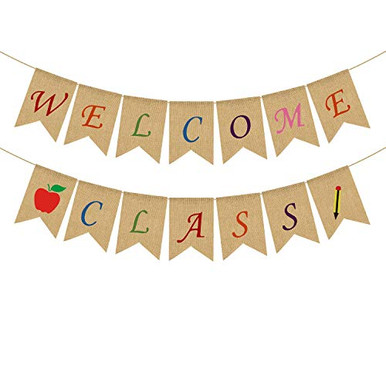 Rainlemon Jute Burlap Welcome Class Banner Back to School Classroom ...