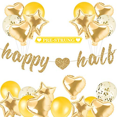 Happy Half Banner Set with Balloons for 1 2 Birthday Baby Boys Girls 6 ...