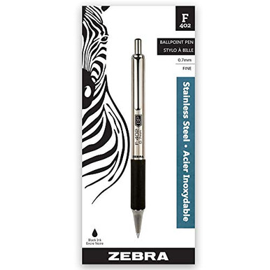 Zebra F 402 Ballpoint Stainless Steel Retractable Pen Fine Point 0 7mm ...