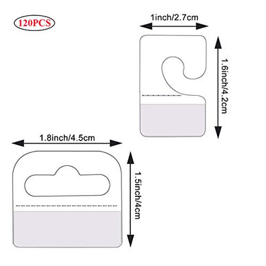 120Pcs Self Adhesive Plastic Hang Clear Tabs Hooks Display Card for ...