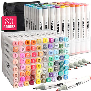 Markers Set with Base 80 Colors Art Marker Pen Set for Kids and Adult ...