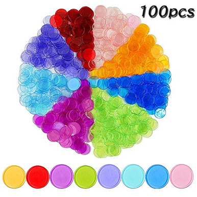 100PCS Colorful Plastic Counting Chips 3 4 inch Transparent Counting ...