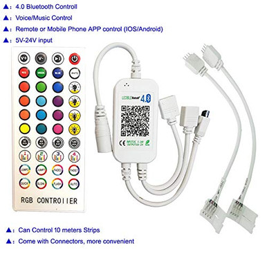 40 Keys IR Remote Bluetooth Smart Audio Music LED RGB Controller Compatible with Android, iOS ...