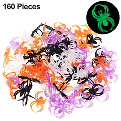 160 Pieces Halloween Spider Rings Plastic Spider Ring Glow-in-The-Dark ...