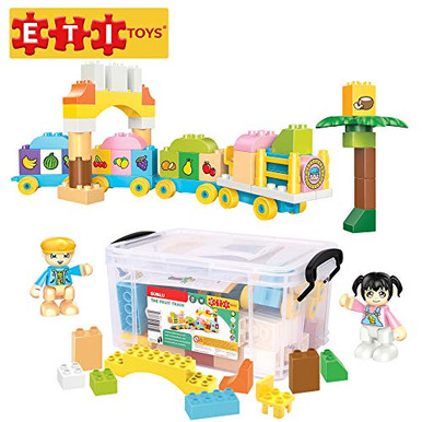 ETI Toys 68 Piece Bublu The Fruit Train Building Blocks Build Fruit ...