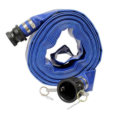 BISupply Lay Flat Hose 2in x 50ft Flat Discharge Hose Poly Cam Lock PVC ...