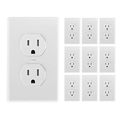 Duplex Receptacle Outlet with Wall Plate 10 Pack White Tamper Resistant ...