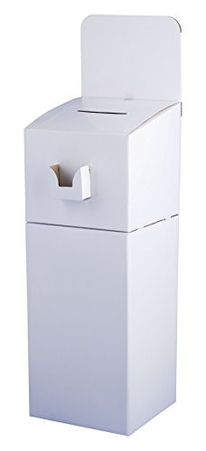 Displays2go Floor Standing Ballot Box Cardboard Raffle Bin with Form ...